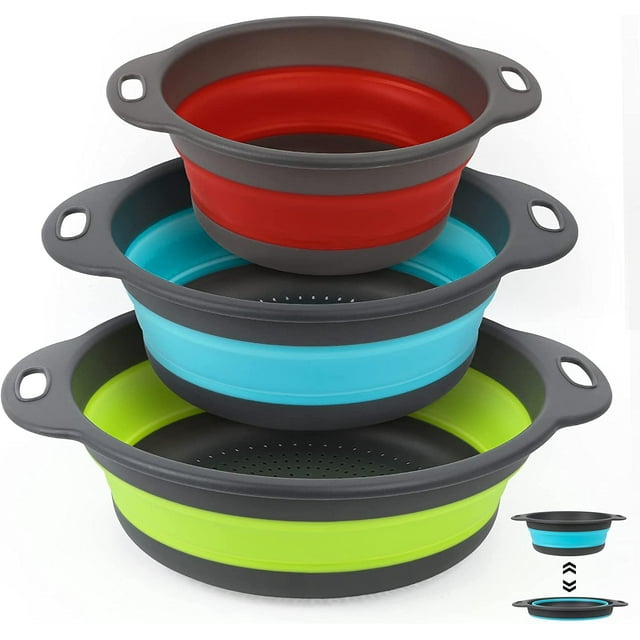 Collapsible Colander, Collapsible Strainer Set of 3 Kitchen Round ...