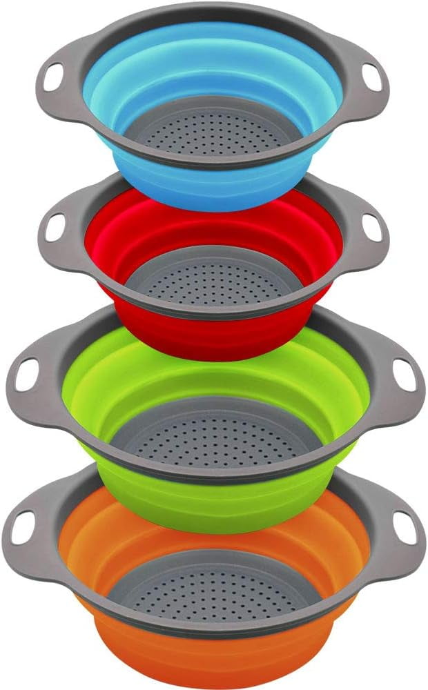 Collapsible Colander and Strainer Set of 4, 2 PC 4 Quart(1 gal) and 2 ...