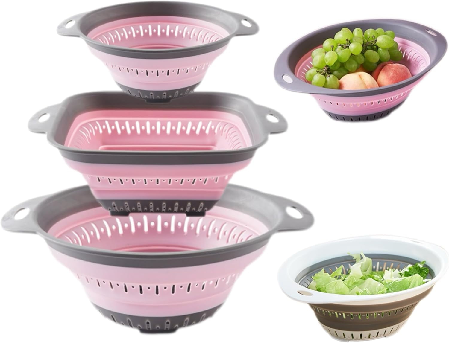 Collapsible Colander and Strainer, PP Free Silicone Kitchen Foldable ...