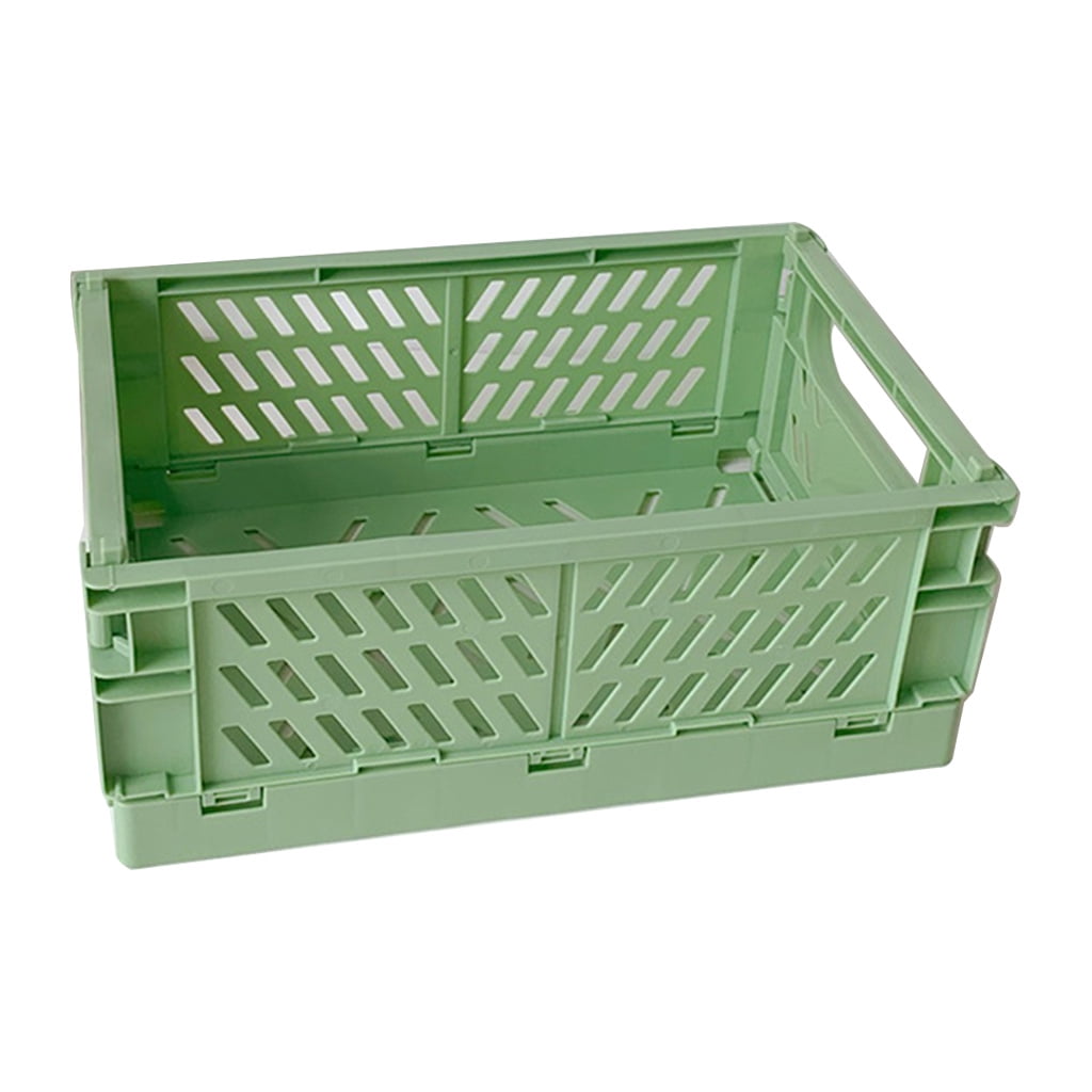 Collapsible Crate Plastic Folding Storage Box Basket Utility Cosmetic ...