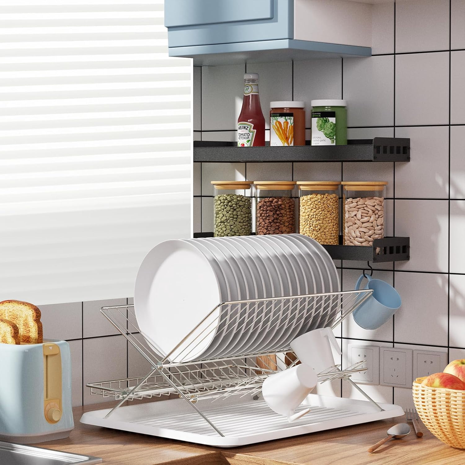 Collapsible Cup Drying Rack, Space Saving Foldable Stainless Steel(304 ...