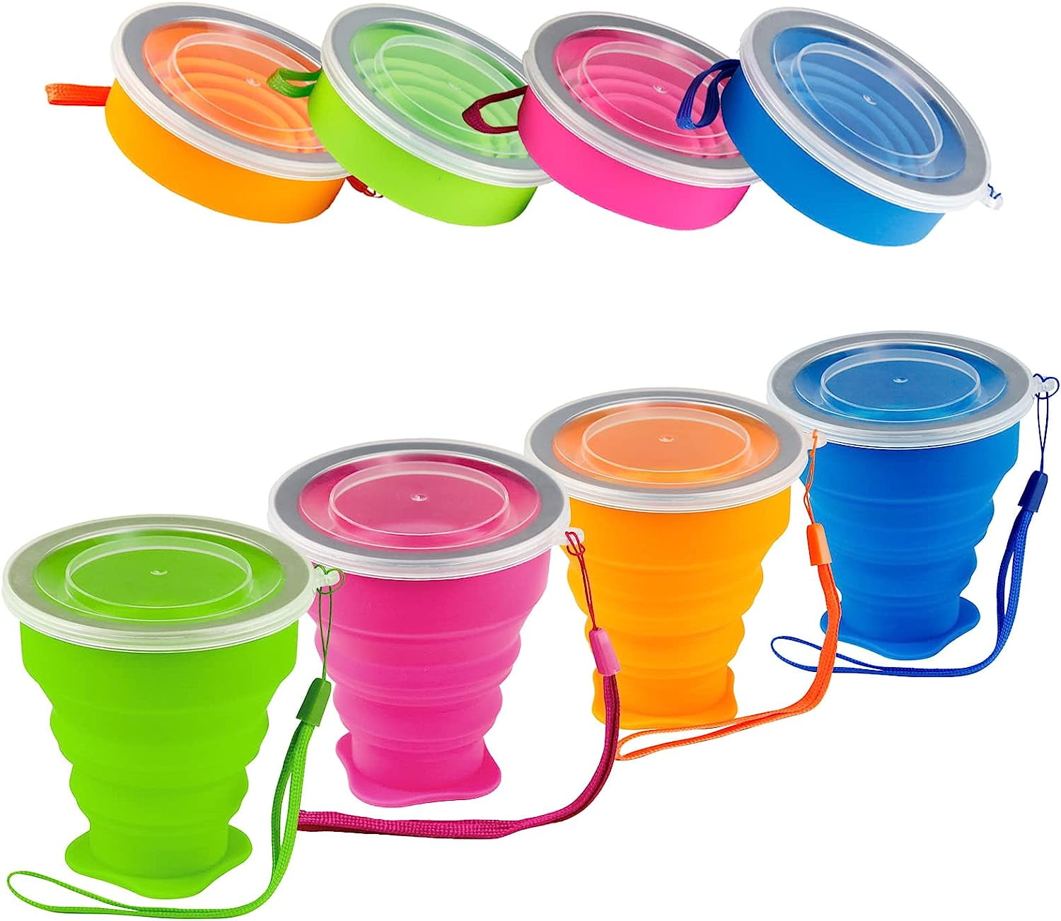 Collapsible Cup - Portable Silicone Foldable Cup With Lids - Colorful ...