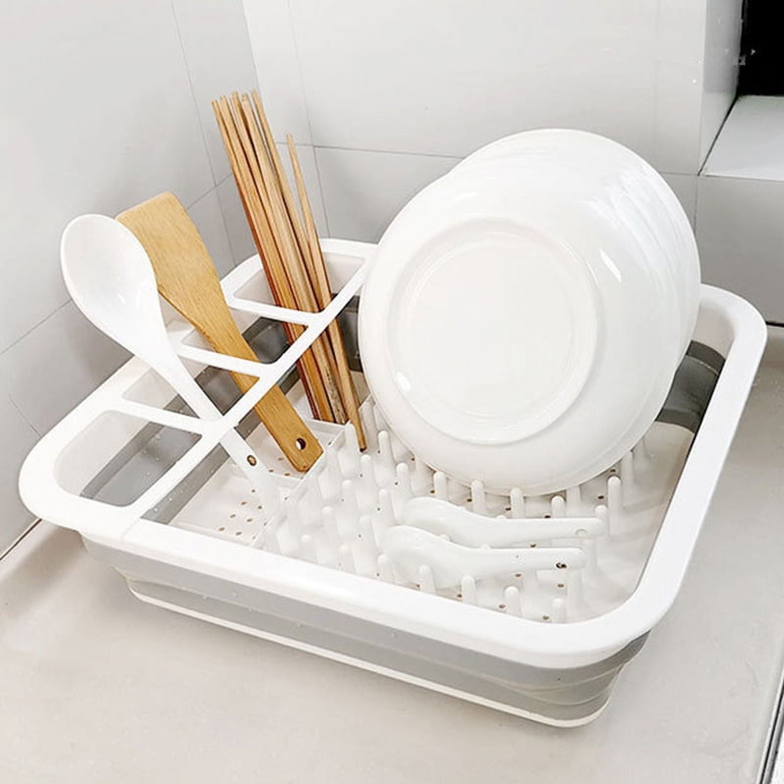 Collapsible Dish Drainer Dinnerware Organizer Space Saving Kitchen ...