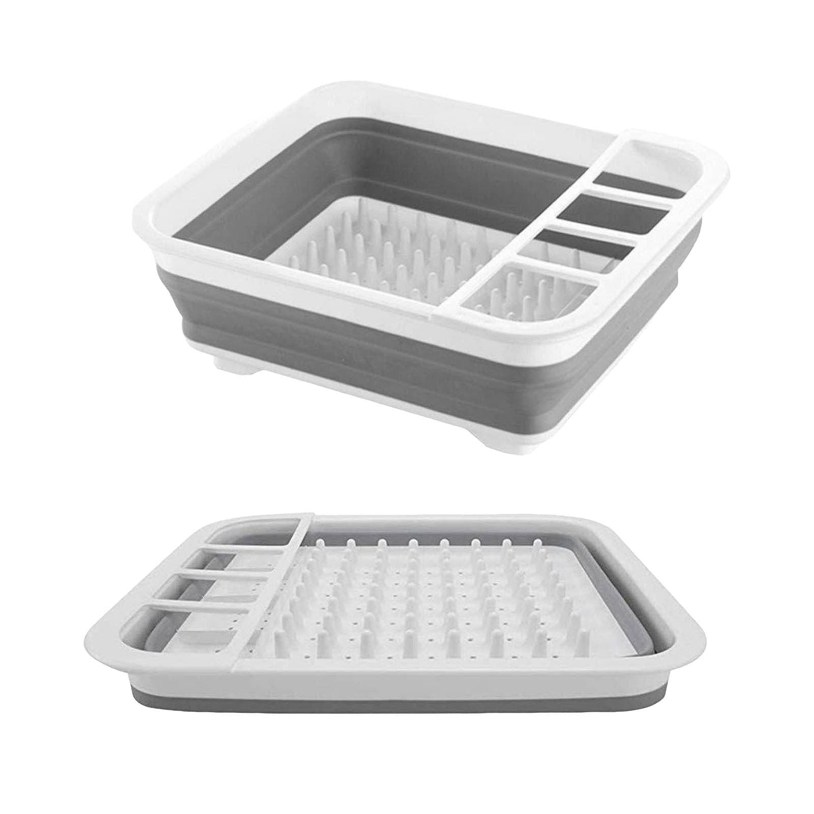 Collapsible Dish Drainer With Drainer Board, Foldable Silica Gel Drying ...