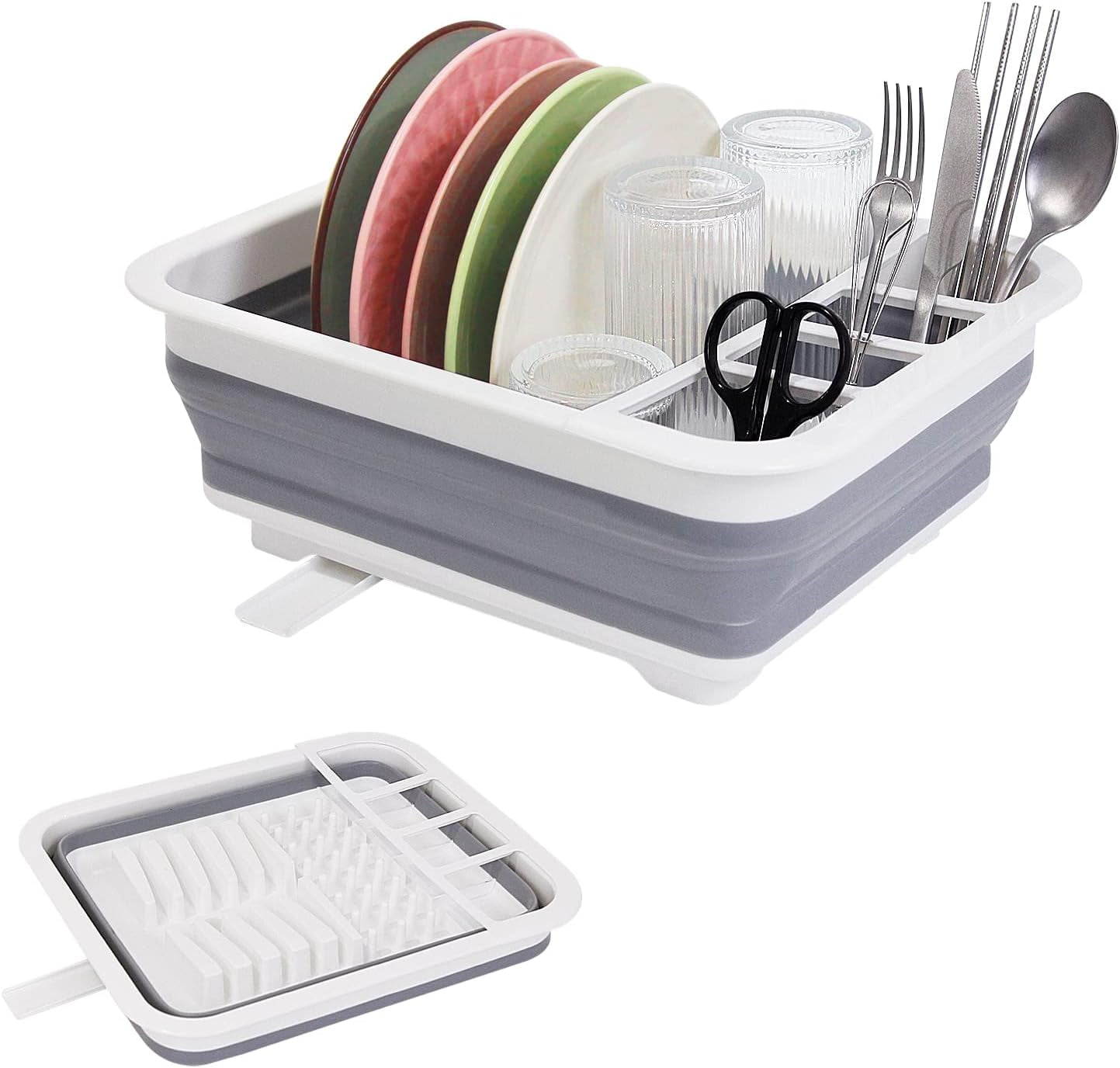 Collapsible Dish Drainer with Drain Plug & Swivel Spout - Space-Saving ...