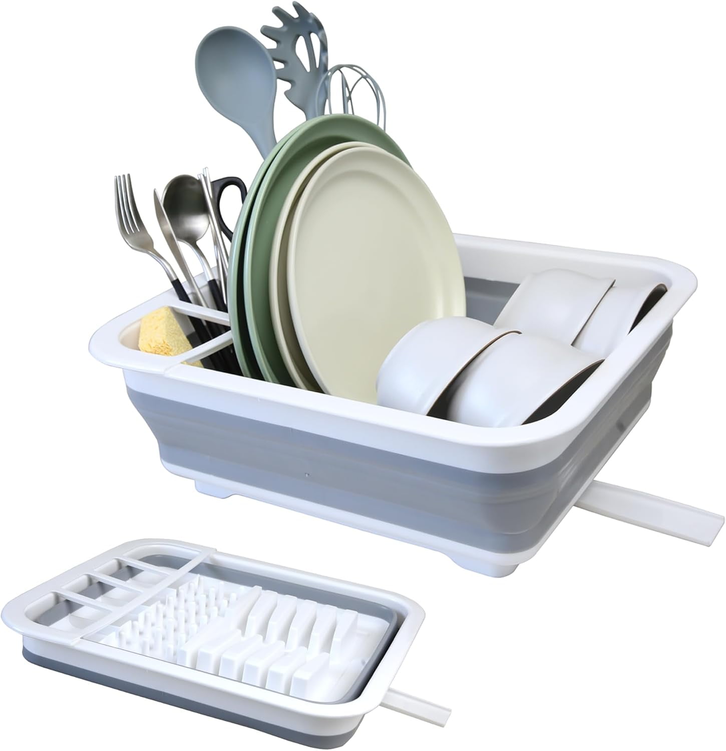 Collapsible Dish Drainer with Drain Plug and Swivel Spout, Space-Saving ...