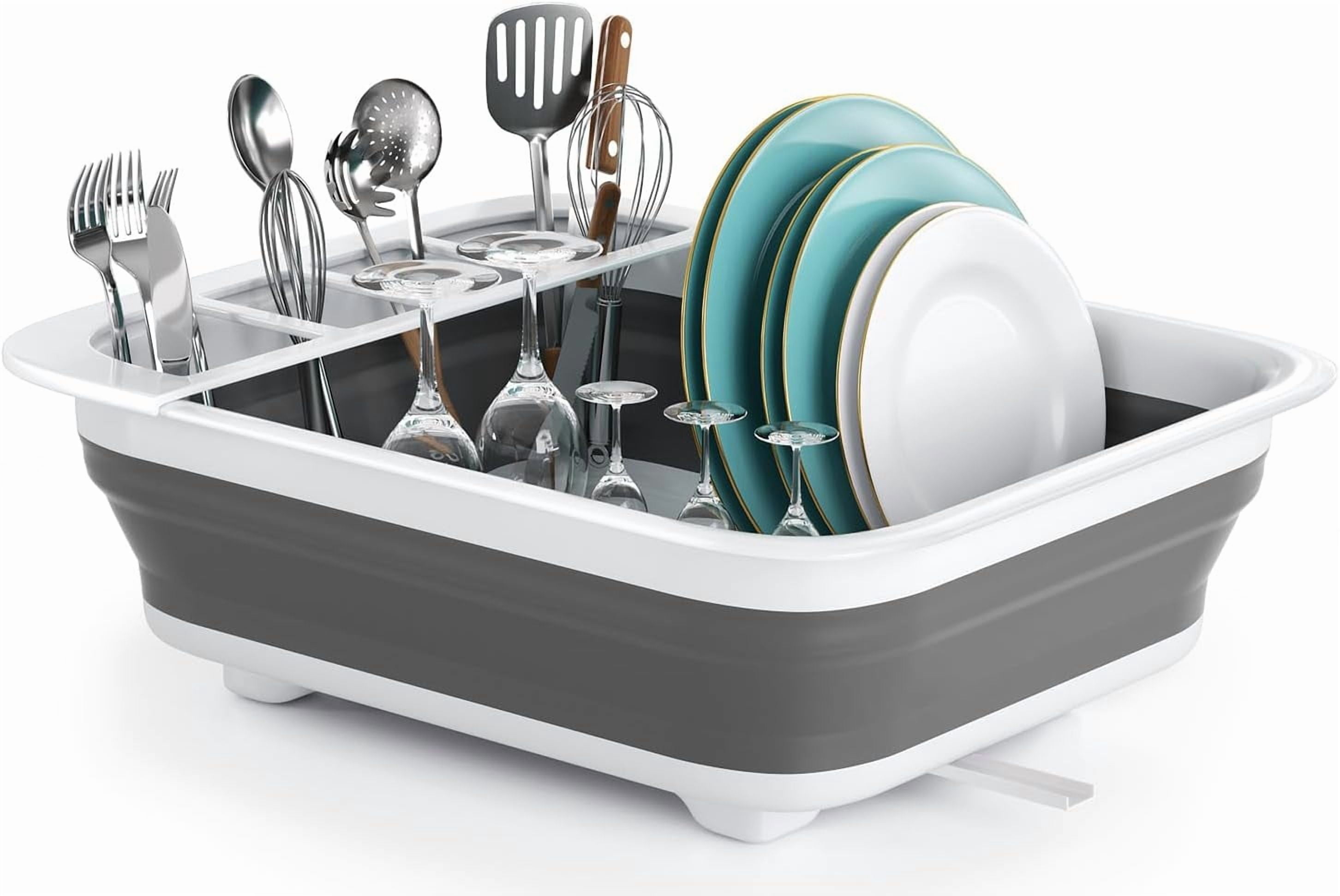 Collapsible Dish Drying Rack Portable Dinnerware Drainer Organizer for ...
