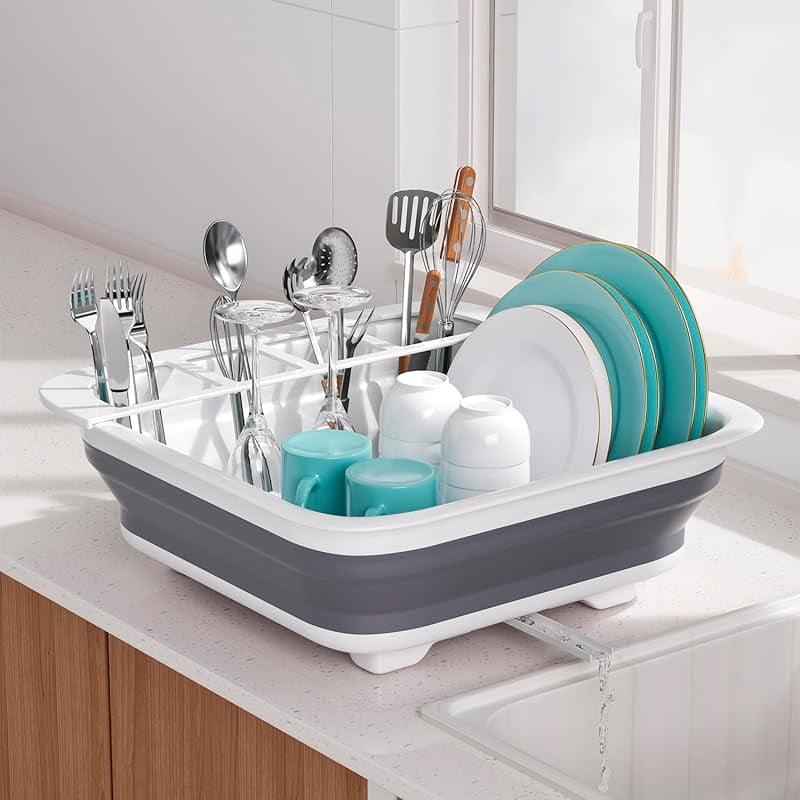 Collapsible Dish Drying Rack for RV Kitchen, Foldable Drainer Organizer ...