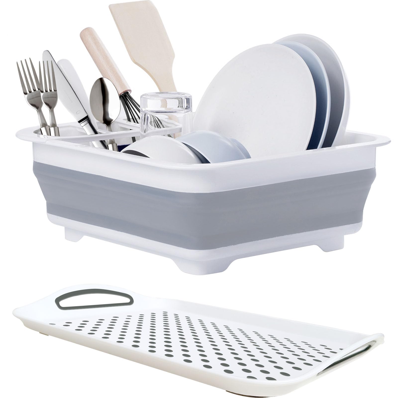Collapsible Dish Drying Rack with Drainboard for Drying Dishes ...