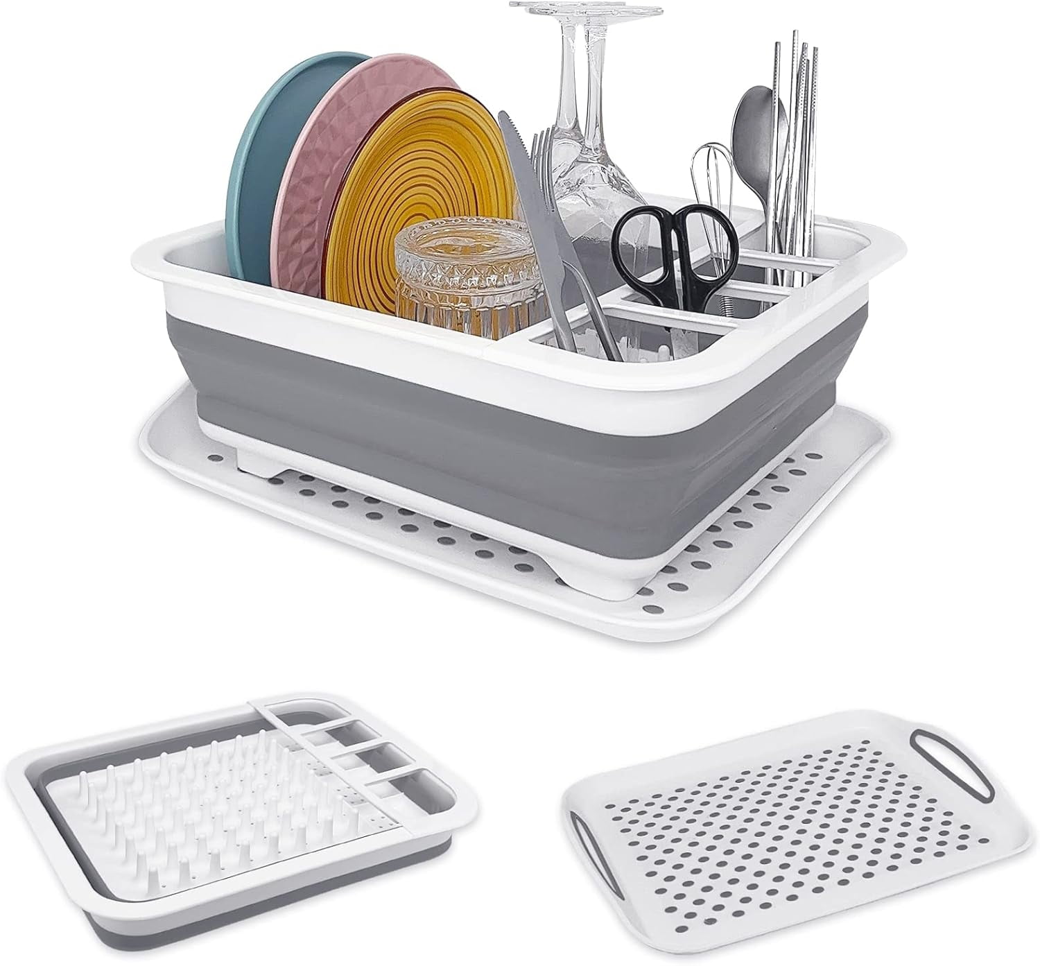 Collapsible Dish Rack with Drainboard for Drying Dishes - Space-Saving ...