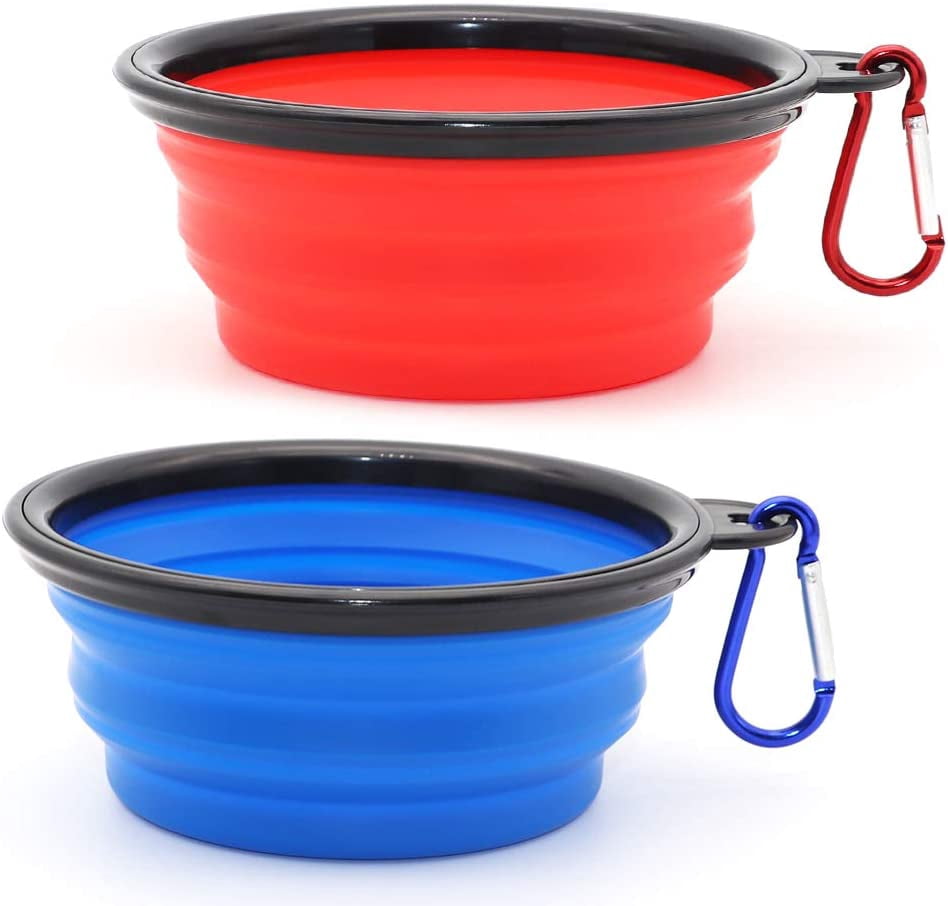 Collapsible Dog Bowl, 2 Pack Collapsible Portable Pet Water Feeding ...