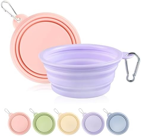 Collapsible Dog Bowls 2-Pack, Portable Travel Dog Bowl with Carabiner ...