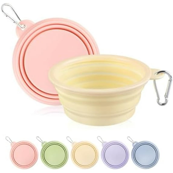 Collapsible Dog Bowls 2-Pack, Portable Travel Dog Bowl with Carabiner ...
