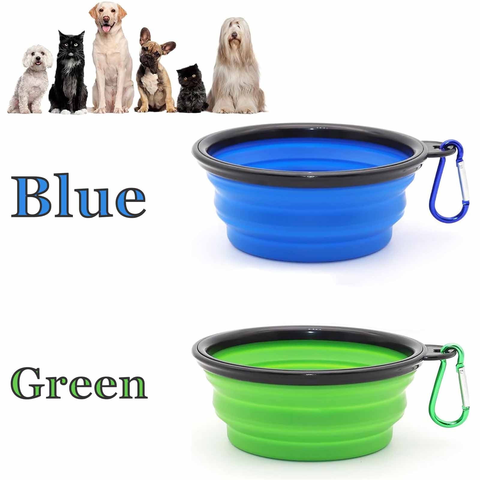 Collapsible Dog Bowls 2 Pack, Silicone Feeding Watering Bowls with ...