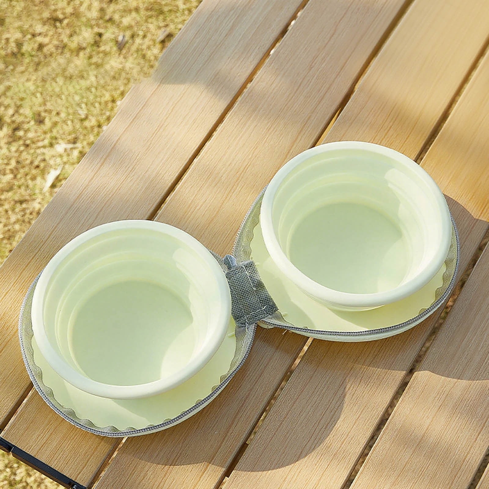 Collapsible Dog Bowls, 2-in-1 Travel Double Bowl Water Food Feeder ...