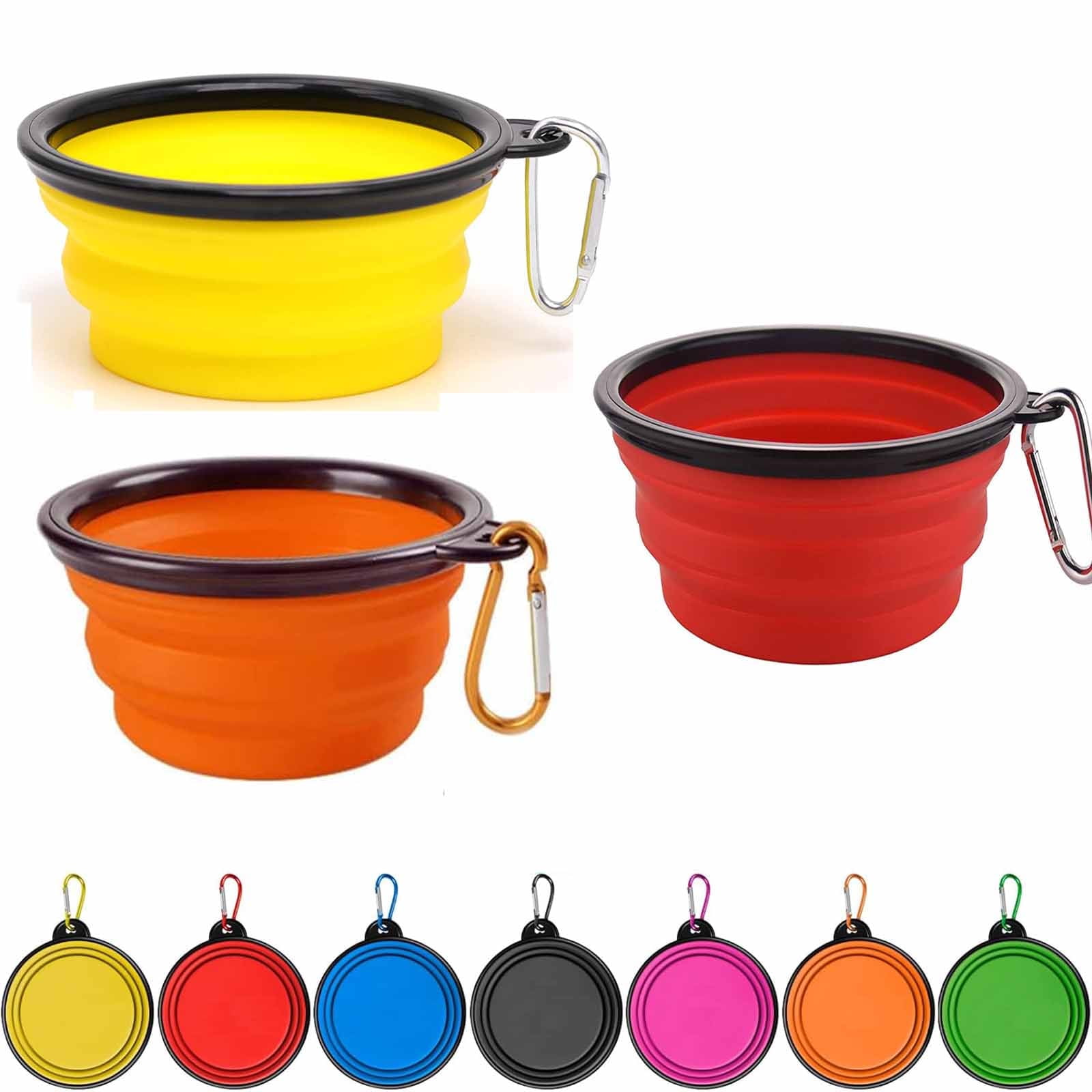 Collapsible Dog Bowls 3 Pack, Silicone Feeding Watering Bowls for Dogs ...