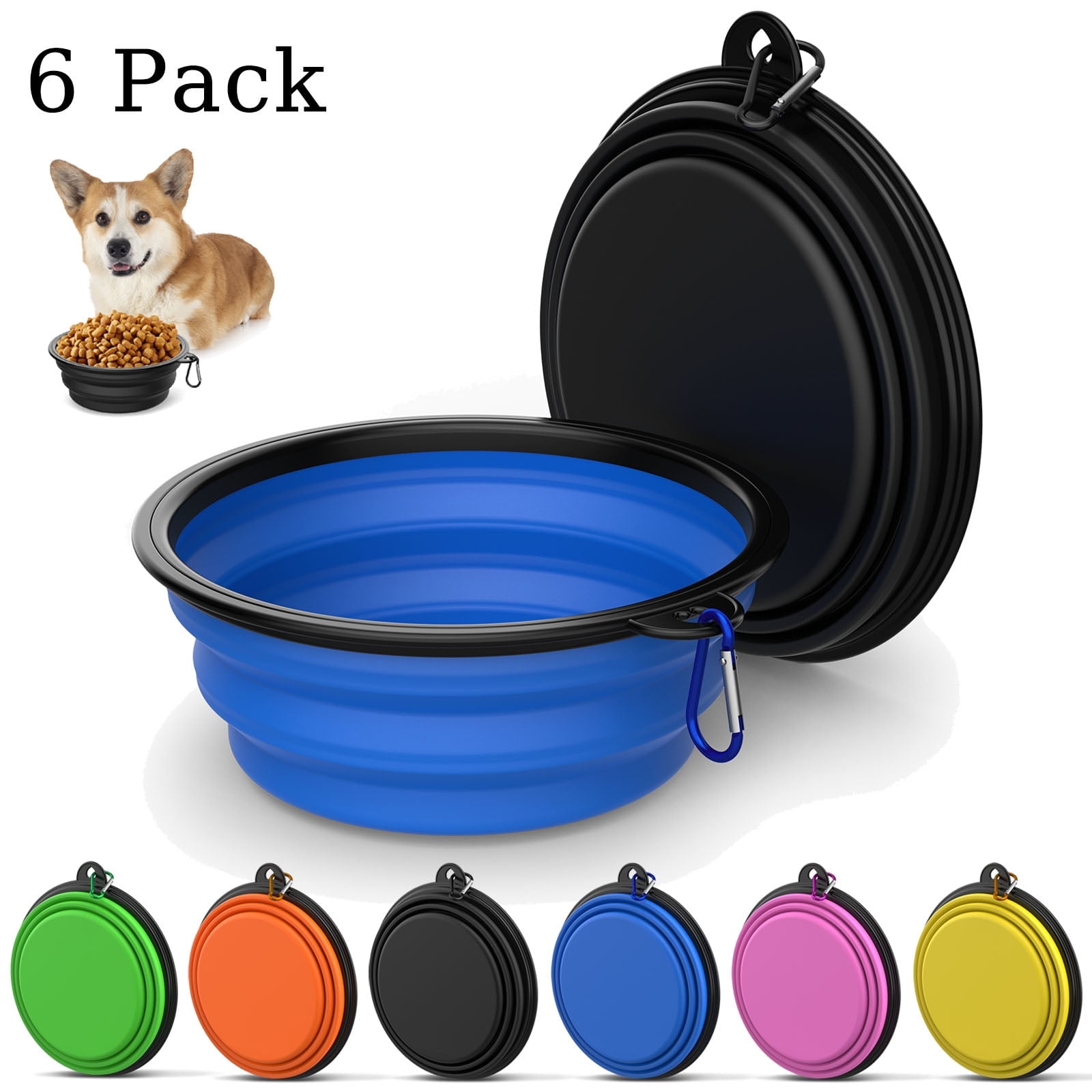Collapsible Dog Bowls for travel, Tekcoo 6 Pack Portable Dog Water ...