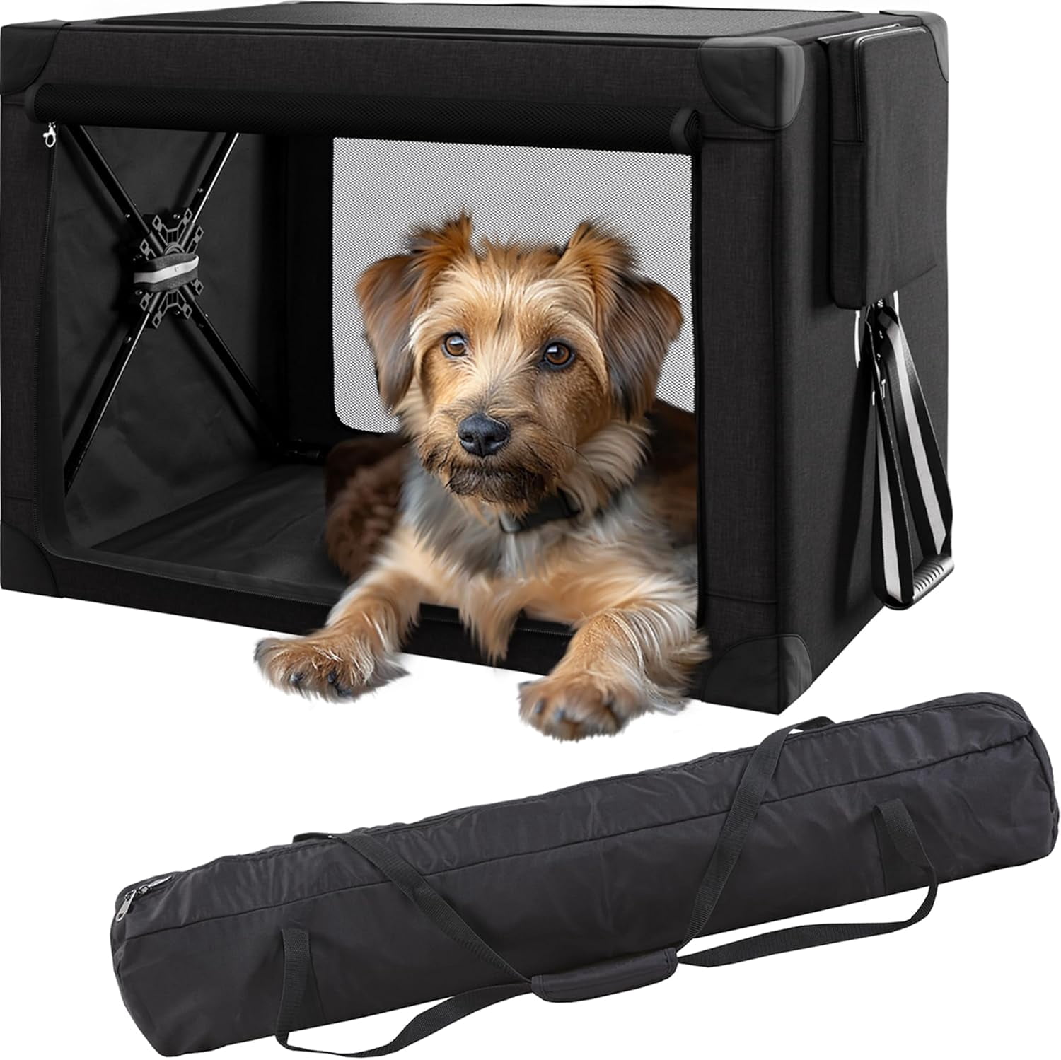 Collapsible Dog Crate - 26 Inch Portable Dog Travel Crate for Small ...