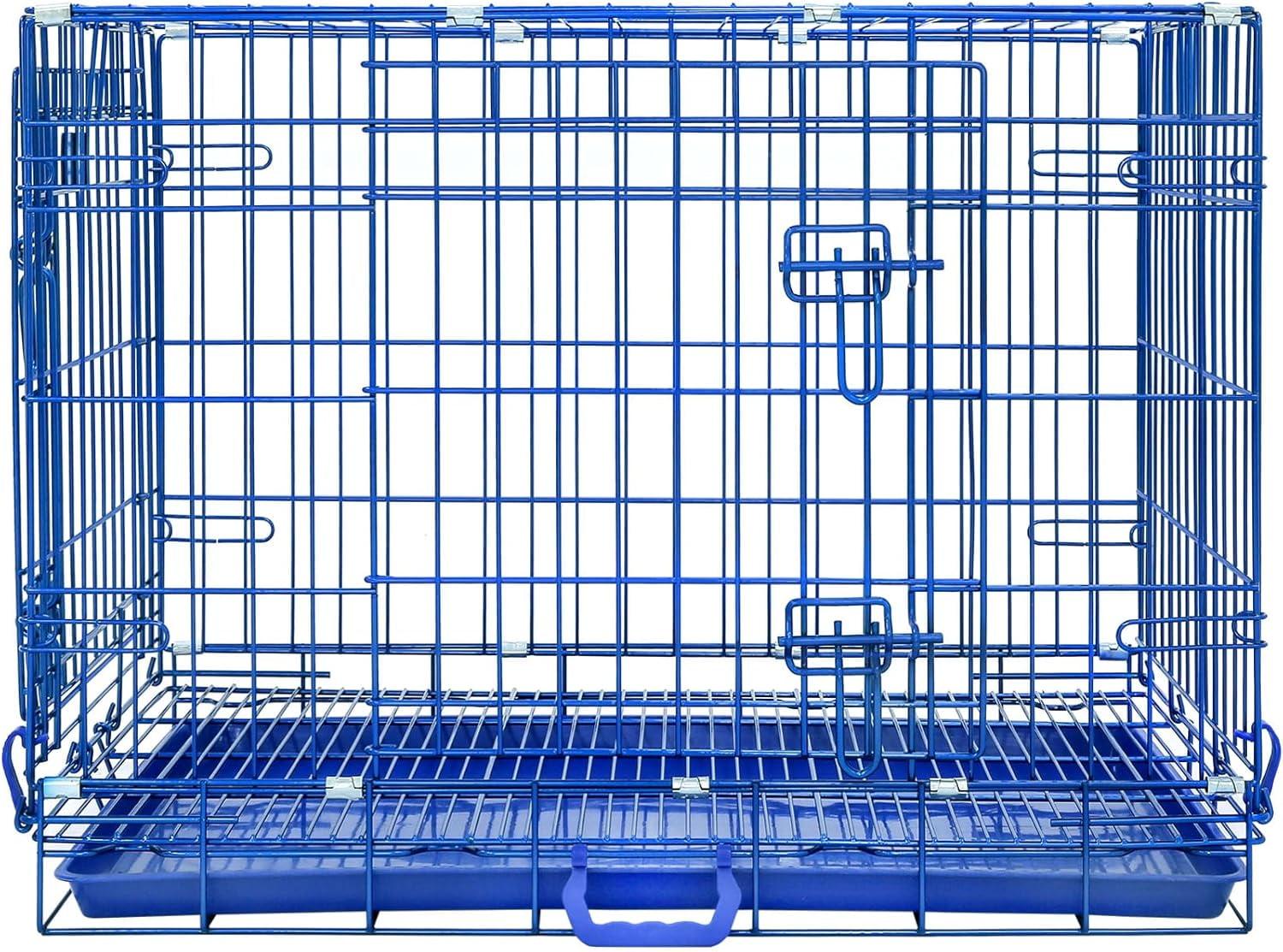 Collapsible Dog Crate for Medium Dogs, 30 Inch Blue Dog Cage for Small ...