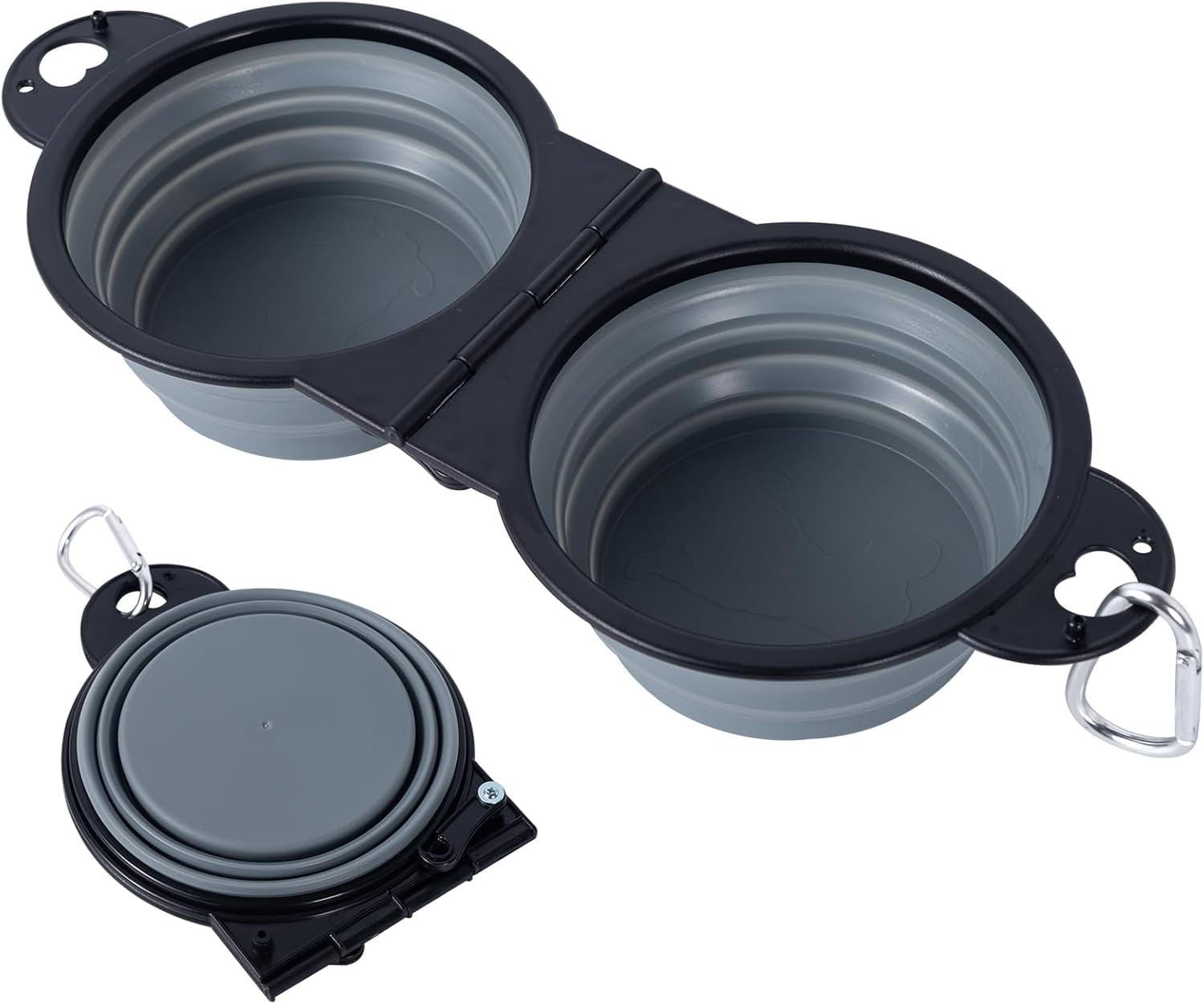 Collapsible Dog Dual Bowls Reinforced Rim 180 Degrees Flip Over ...