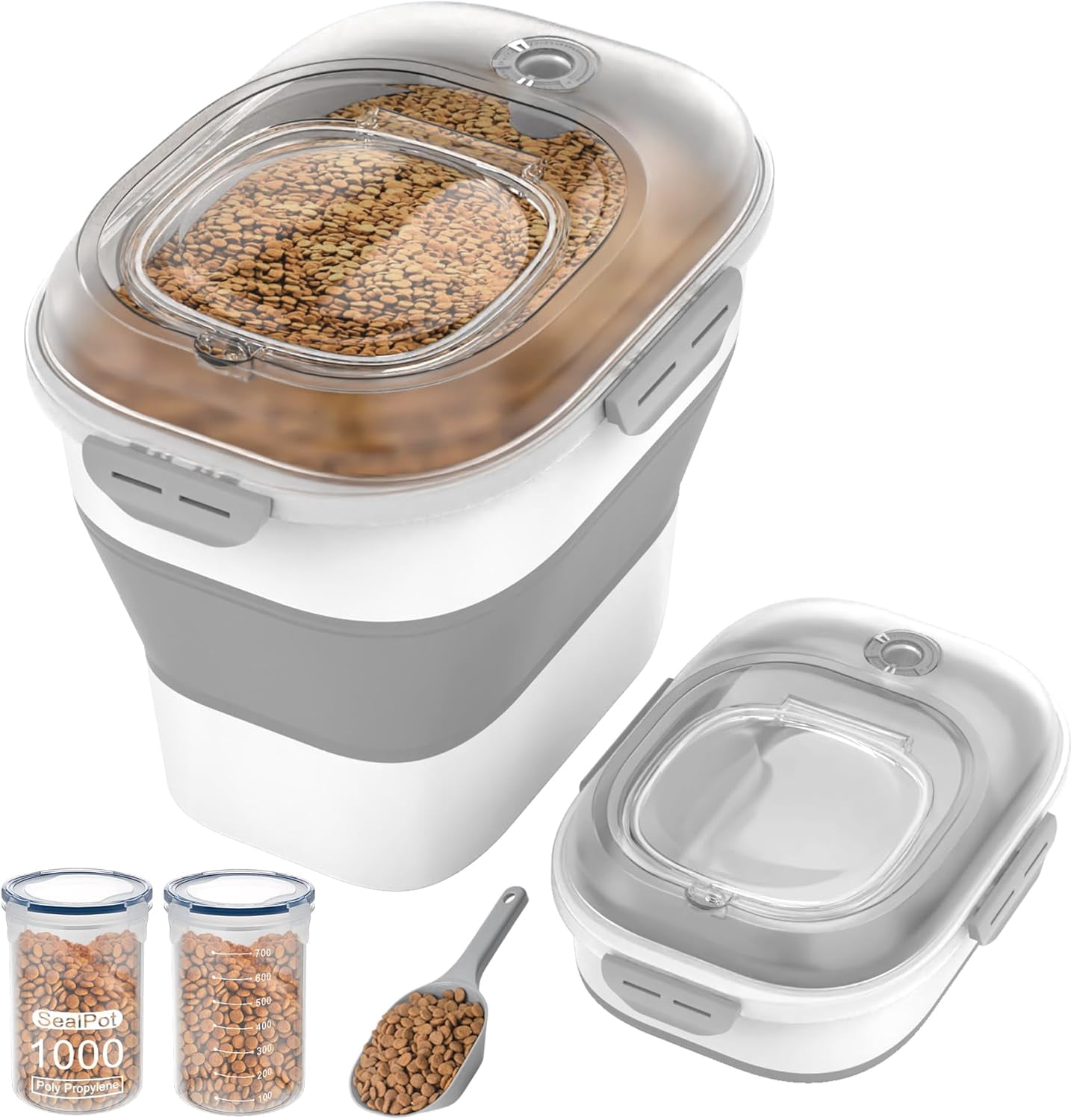 Collapsible Dog Food Storage Container with Airtight Lid, 10-13 Lbs Dry ...