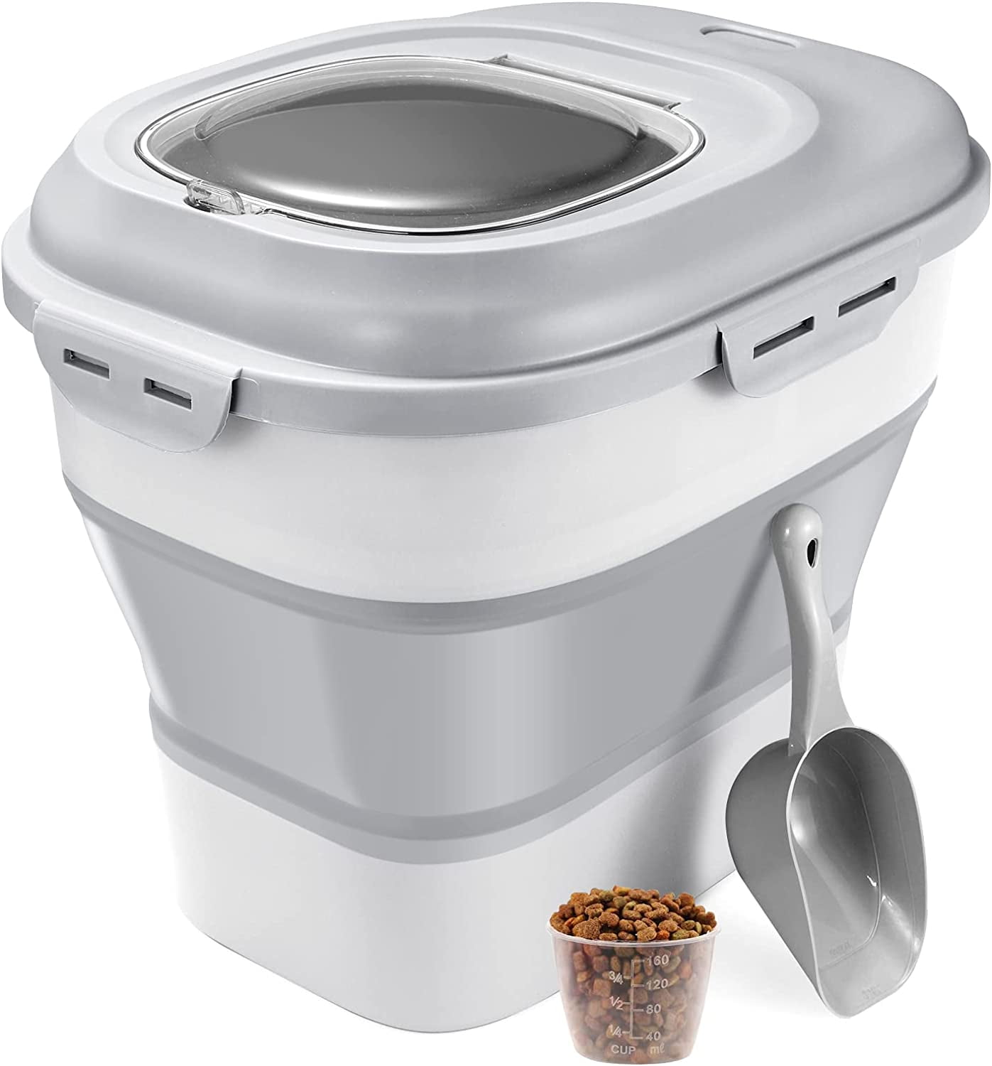 Collapsible Dog Food Storage Container, Airtight Sealed Pet Container ...