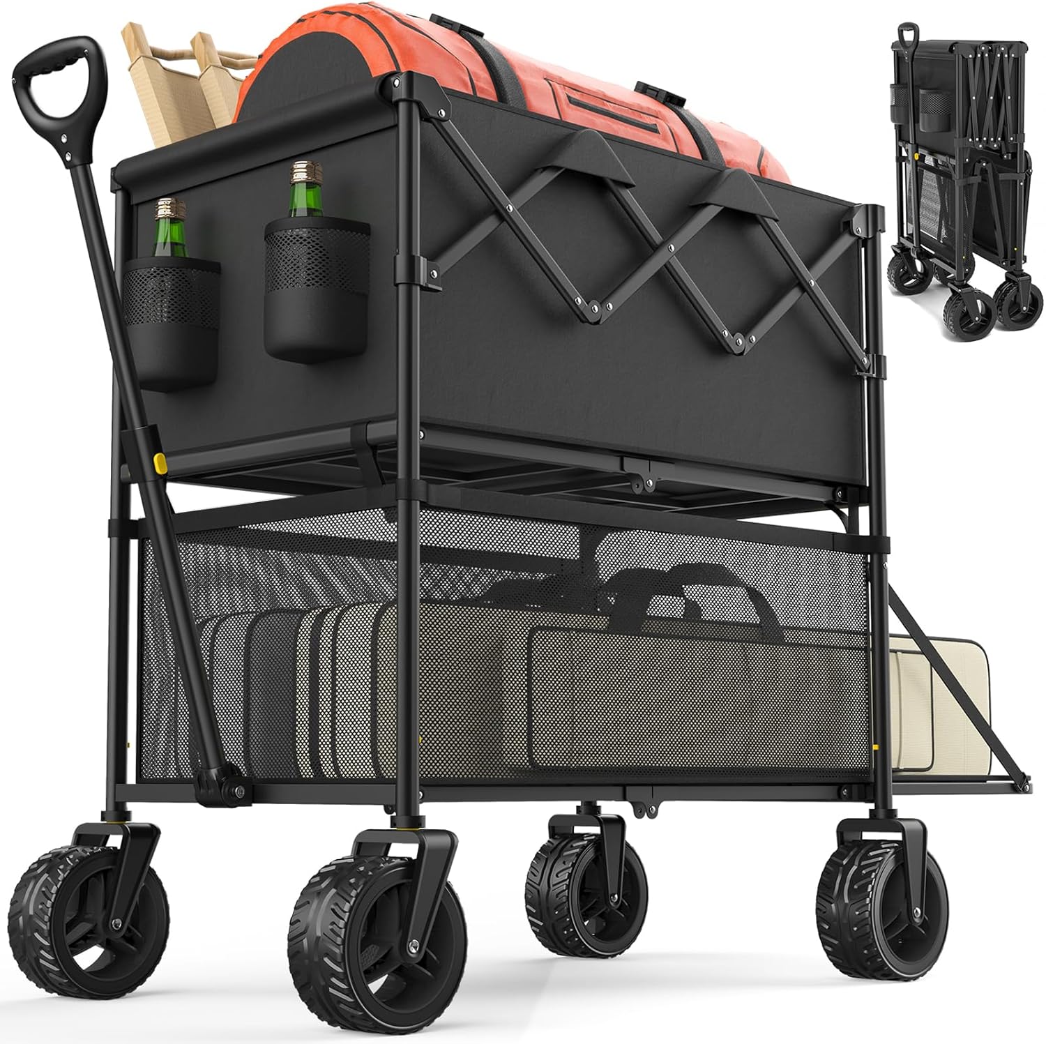 Collapsible Double Decker Wagon with 500lb Capacity & 400L, Foldable ...