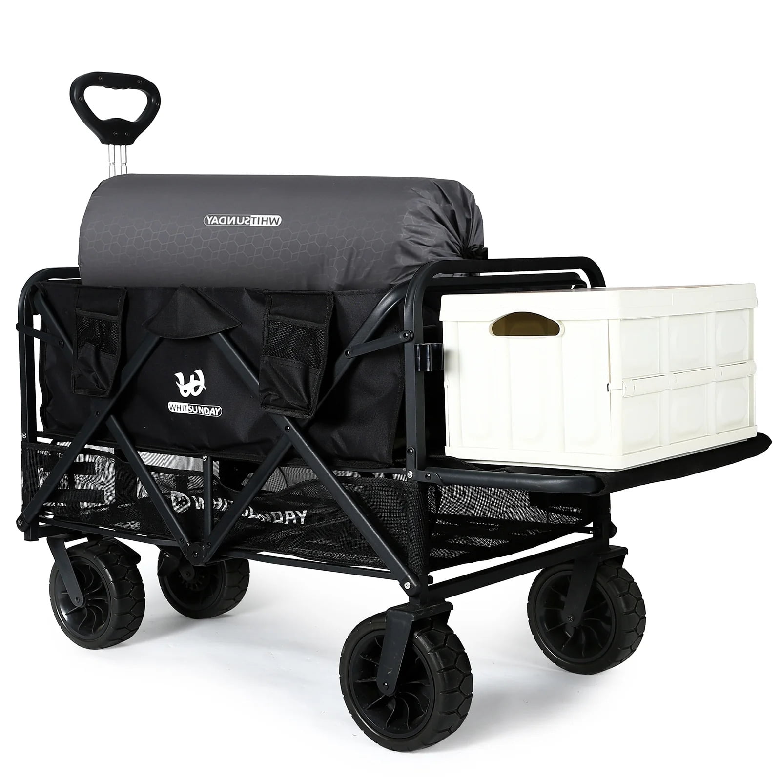 Collapsible Double Decker Wagon, Heavy Duty Foldable Cart with All ...