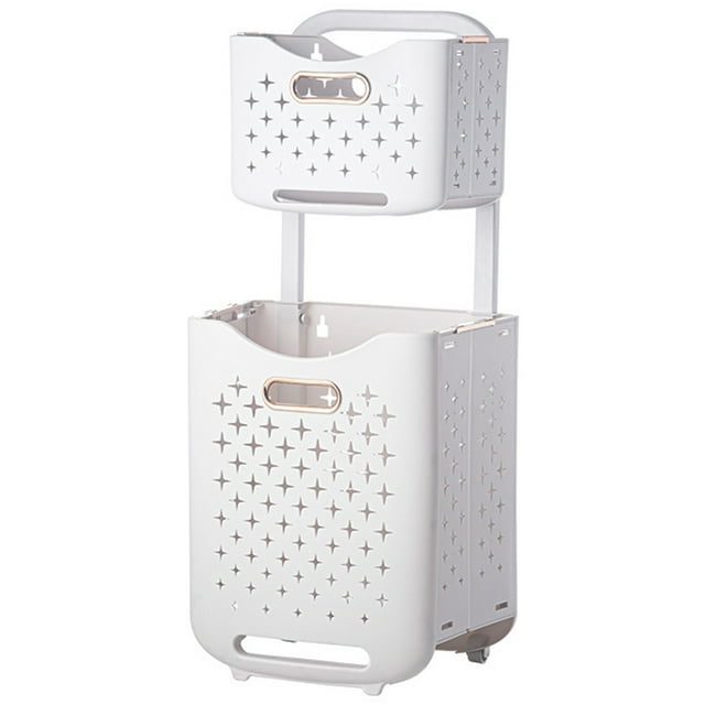 Collapsible Double Layer Laundry Basket Laundry Basket Folding Laundry ...