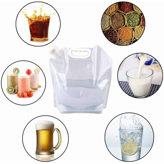 Collapsible Emergency Water Jug Container Bag, Freezable, Plastic Water ...