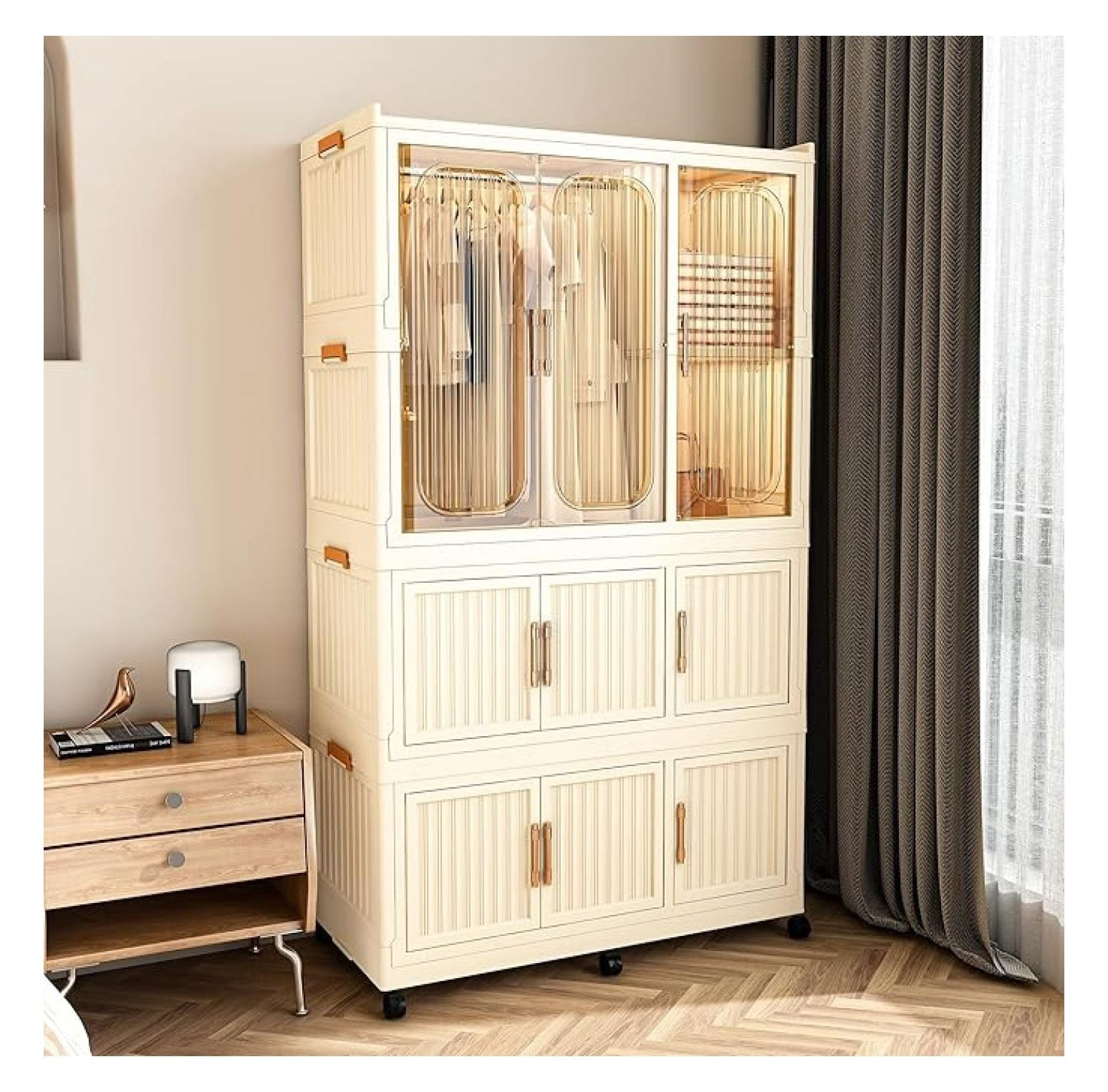 Collapsible Expandable Wardrobe Closet, Multi-Function Plastic Wardrobe ...