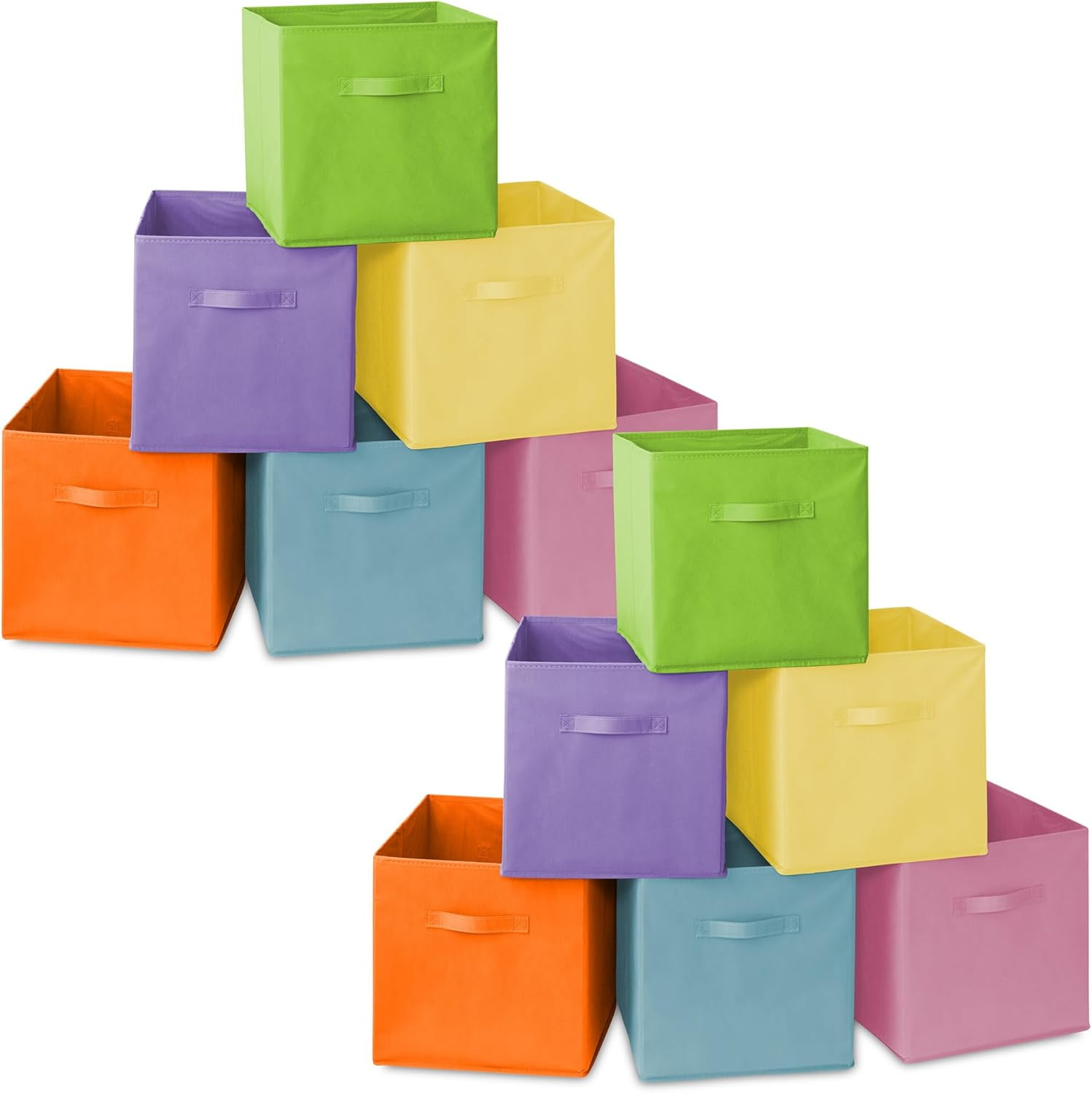 Collapsible Fabric Cube Storage Bins, Sandy Beige - 11" Foldable Cloth ...