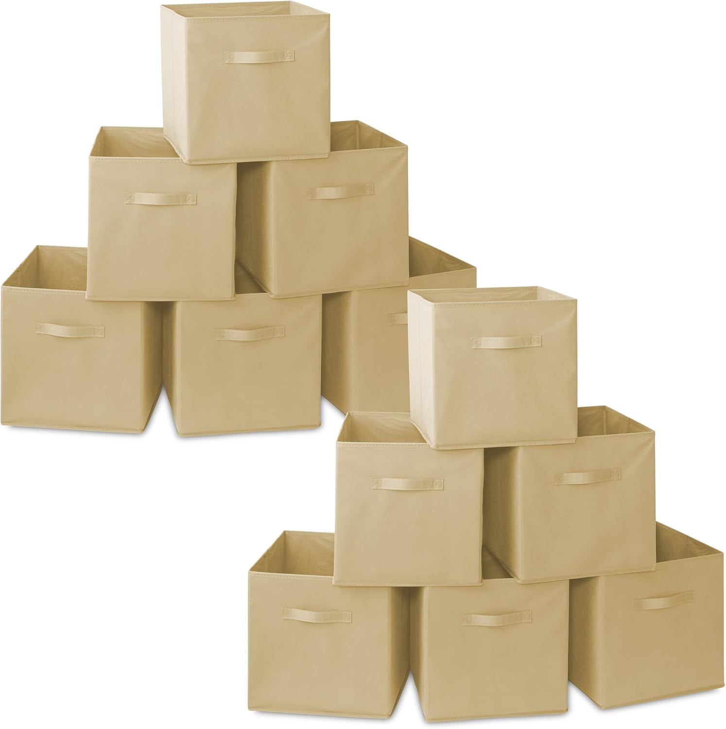 Collapsible Fabric Cube Storage Bins, Sandy Beige - 11" Foldable Cloth ...