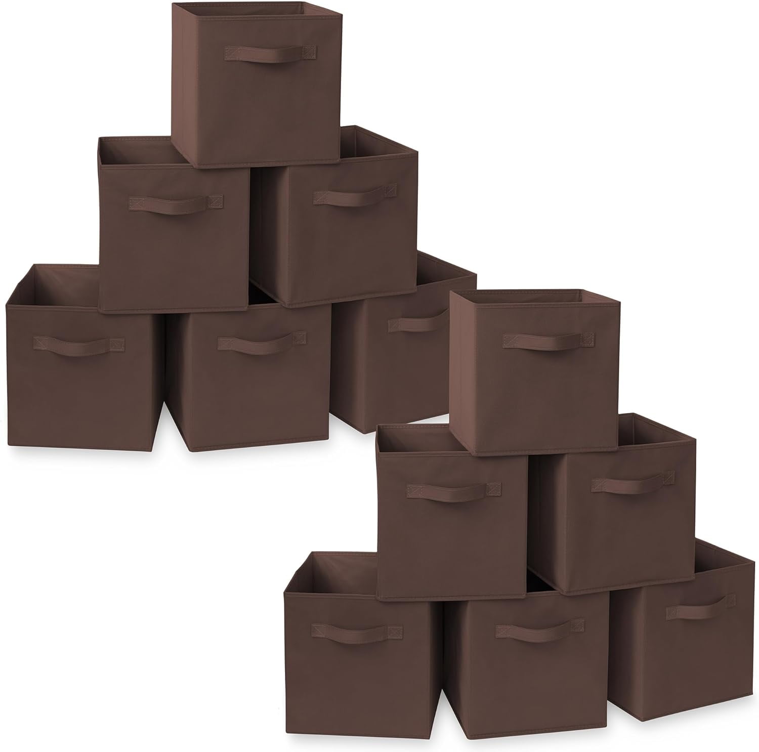 Collapsible Fabric Cube Storage Bins, Sandy Beige - 11" Foldable Cloth ...