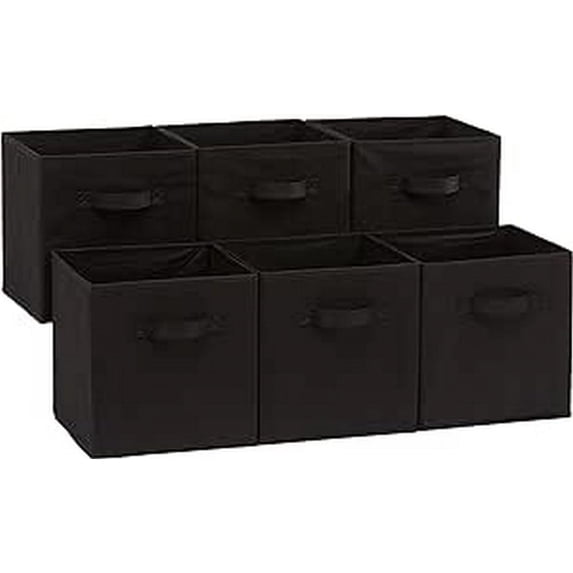 Collapsible Fabric Storage Bins Organizer with Handles, Sturdy ...