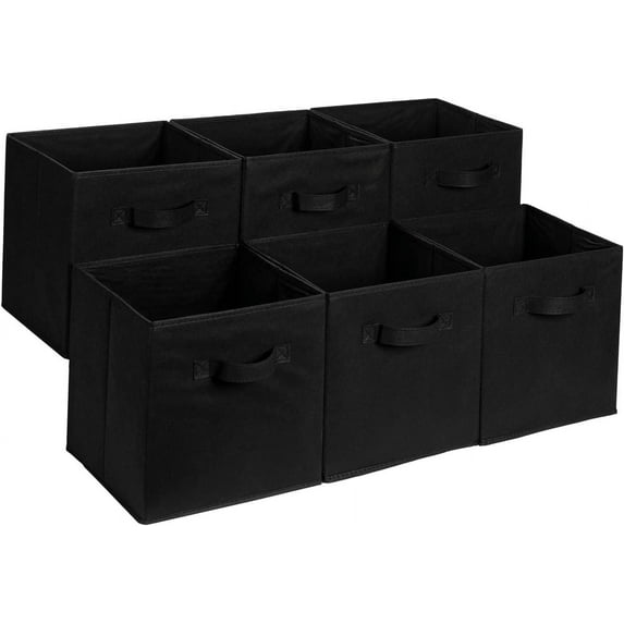 Collapsible Fabric Storage Cube Bins Organizer with Handles, Sturdy ...