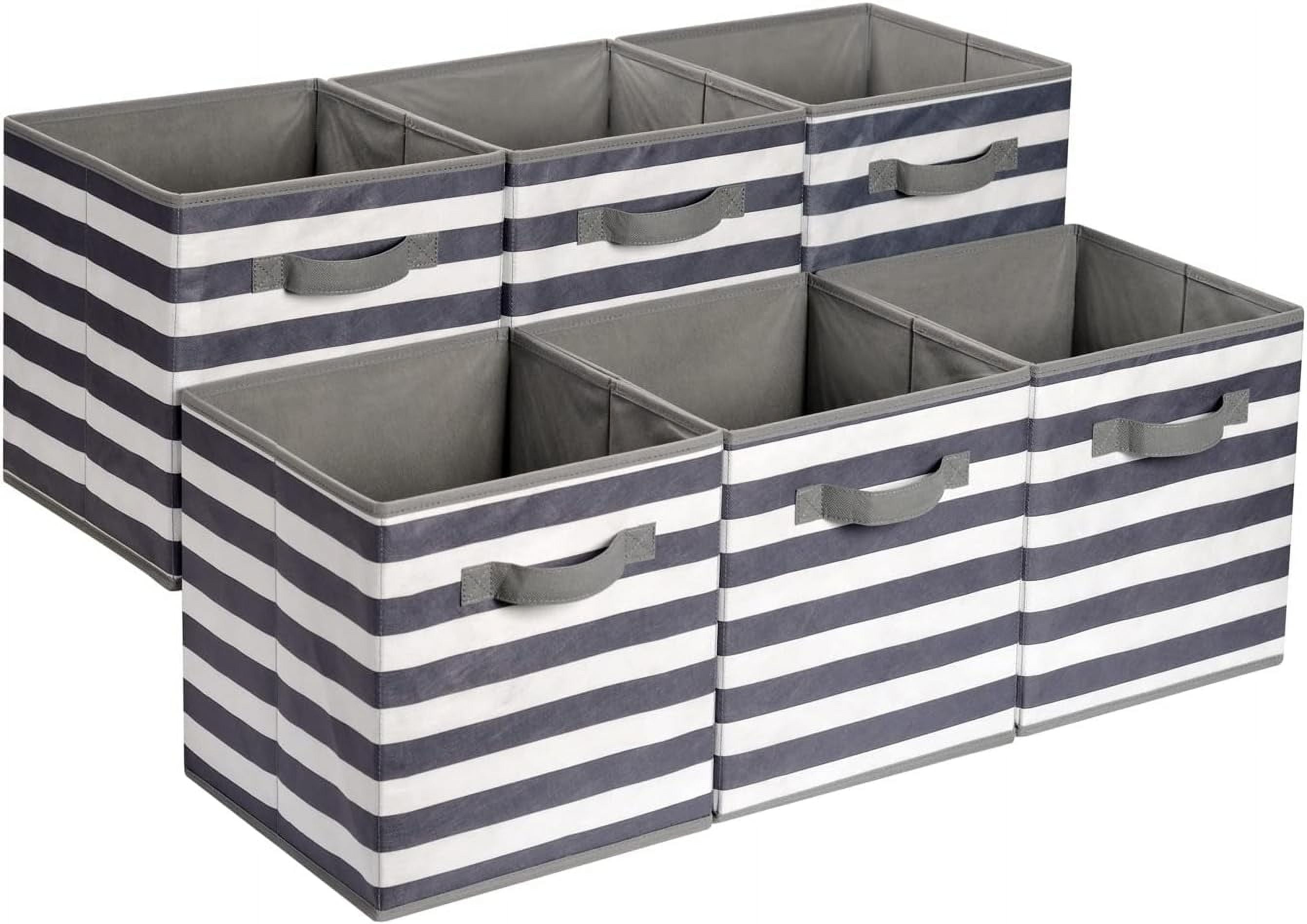 Collapsible Fabric Storage Cubes Organizer with Handles, Sturdy, Beige ...