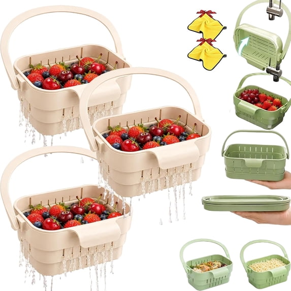 Collapsible Faucet-Hanging Sink Strainer Basket, Multifunctional ...