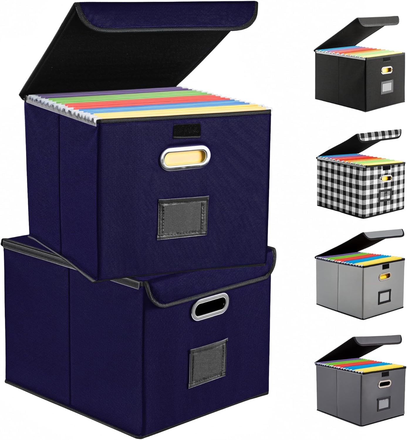 Collapsible File Box with Lid & Plastic Slide - Hanging Document ...