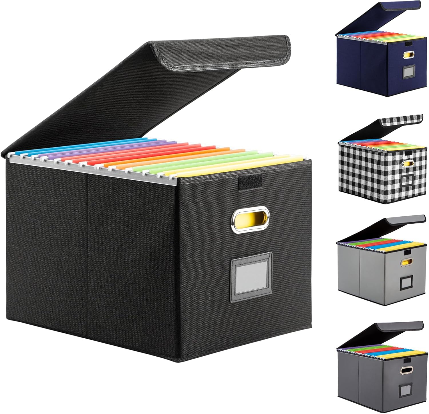 Collapsible File Box with Lid & Plastic Slide - Hanging Document ...