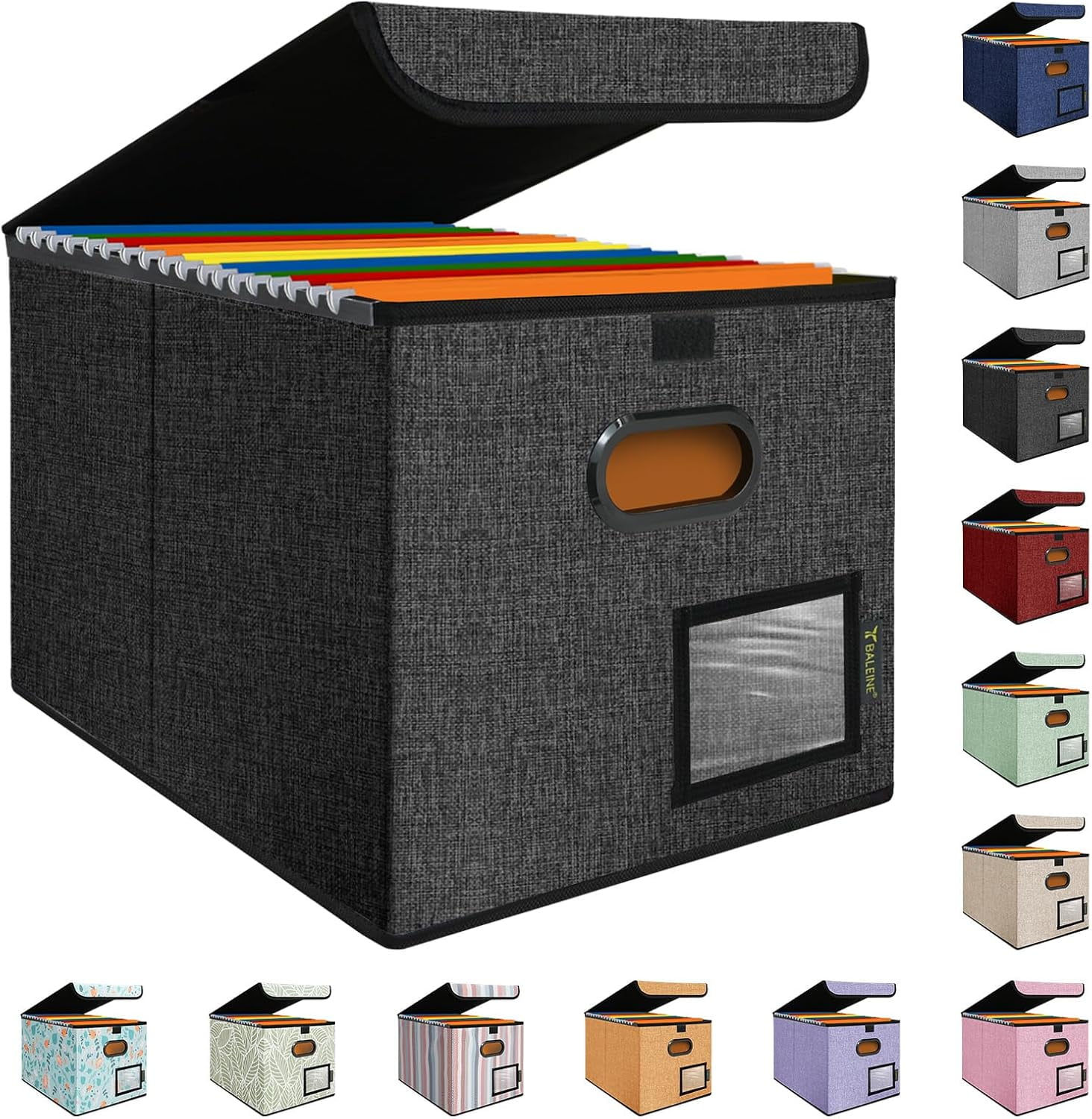 Collapsible File Organizer Box with Lid, Plastic Slide Hanging File ...