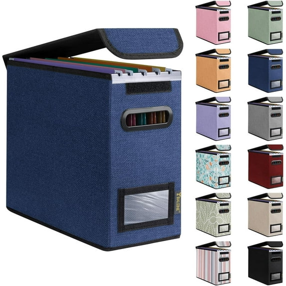 Collapsible File Organizer Box with Lid, Plastic Slide Hanging File ...