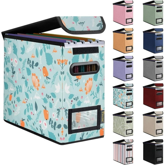 Collapsible File Organizer Box with Lid, Plastic Slide Hanging Folder ...