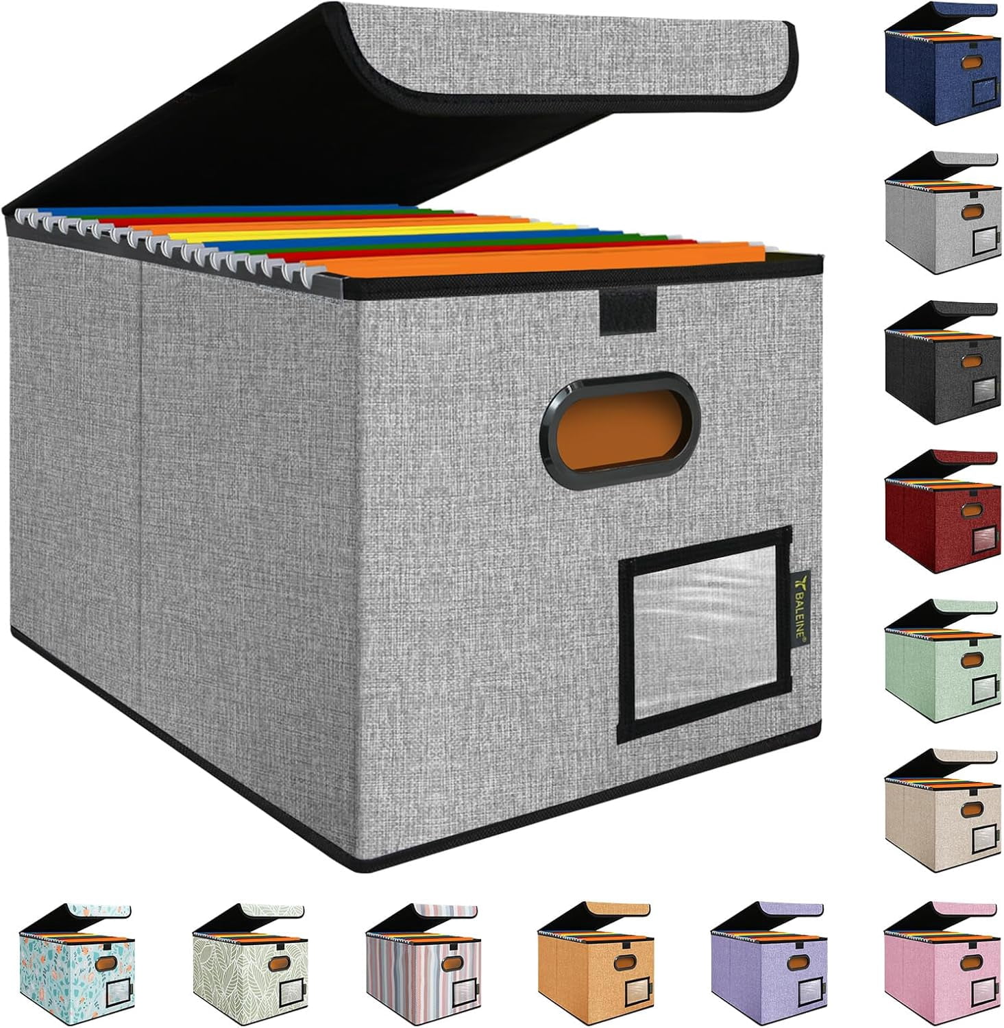 Collapsible File Organizer Box with Lid, Plastic Slide Hanging Folder ...