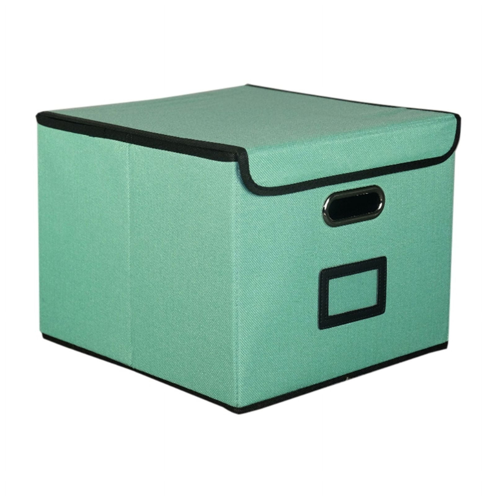 Collapsible File Storage Box with Lid Decorative Linen Filing Storage ...