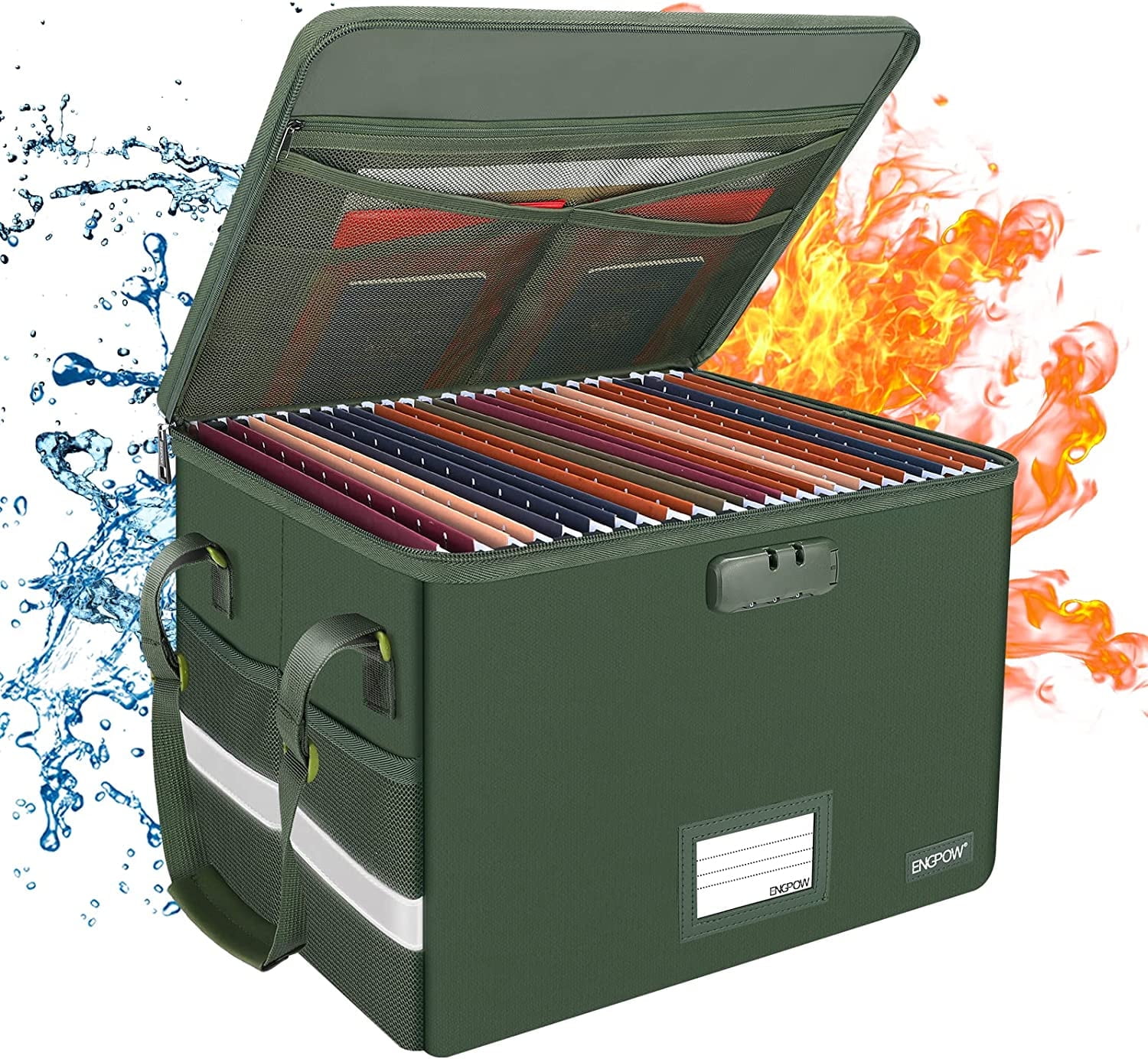 Collapsible File Storage Organizer with Lock, Fireproof Document Box ...