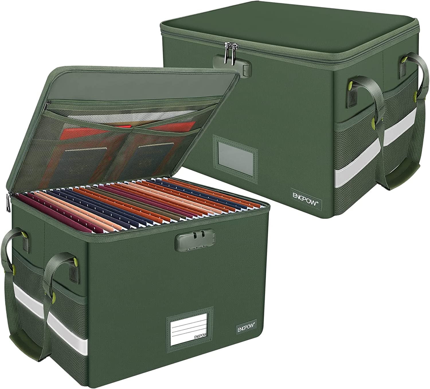 Collapsible File Storage Organizer with Lock, Fireproof Document Box ...