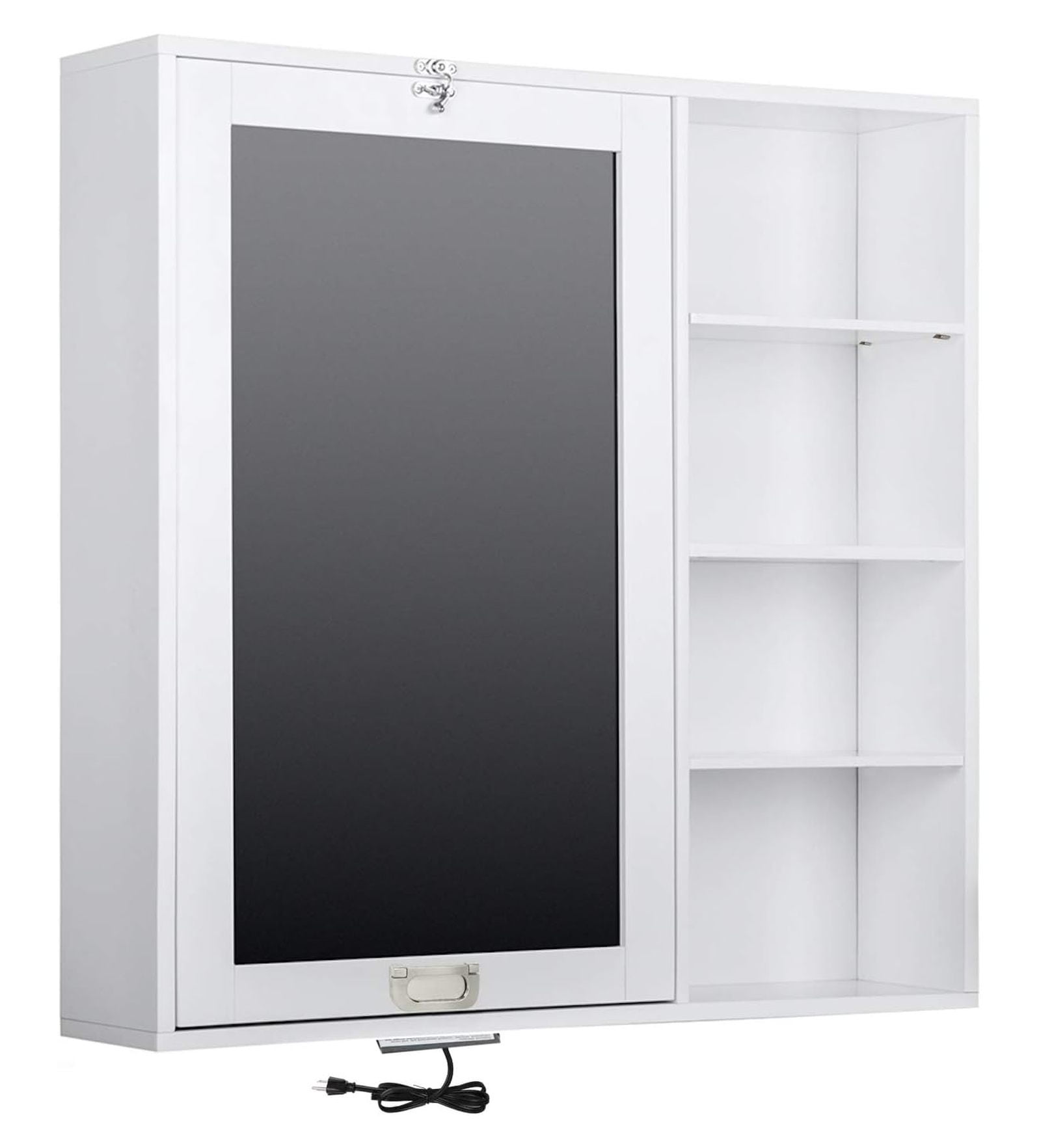 Collapsible Fold Down Desk Table with Storage Cabinet & Shelves - Wall ...