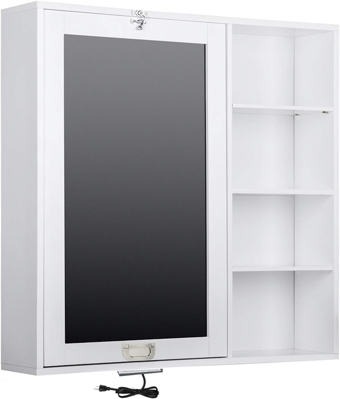 Collapsible Fold Down Desk Table with Storage Cabinet Shelves - Wall ...