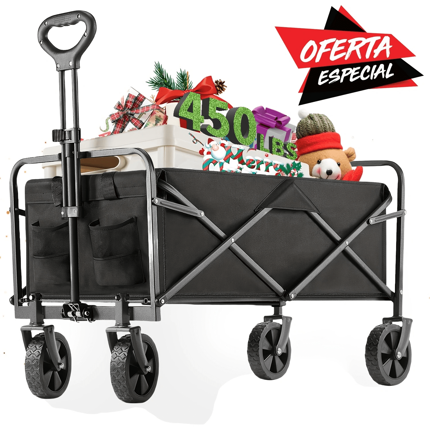 Collapsible Foldable Utility Wagon Cart, Heavy Duty 450LBS, All-Terrain ...